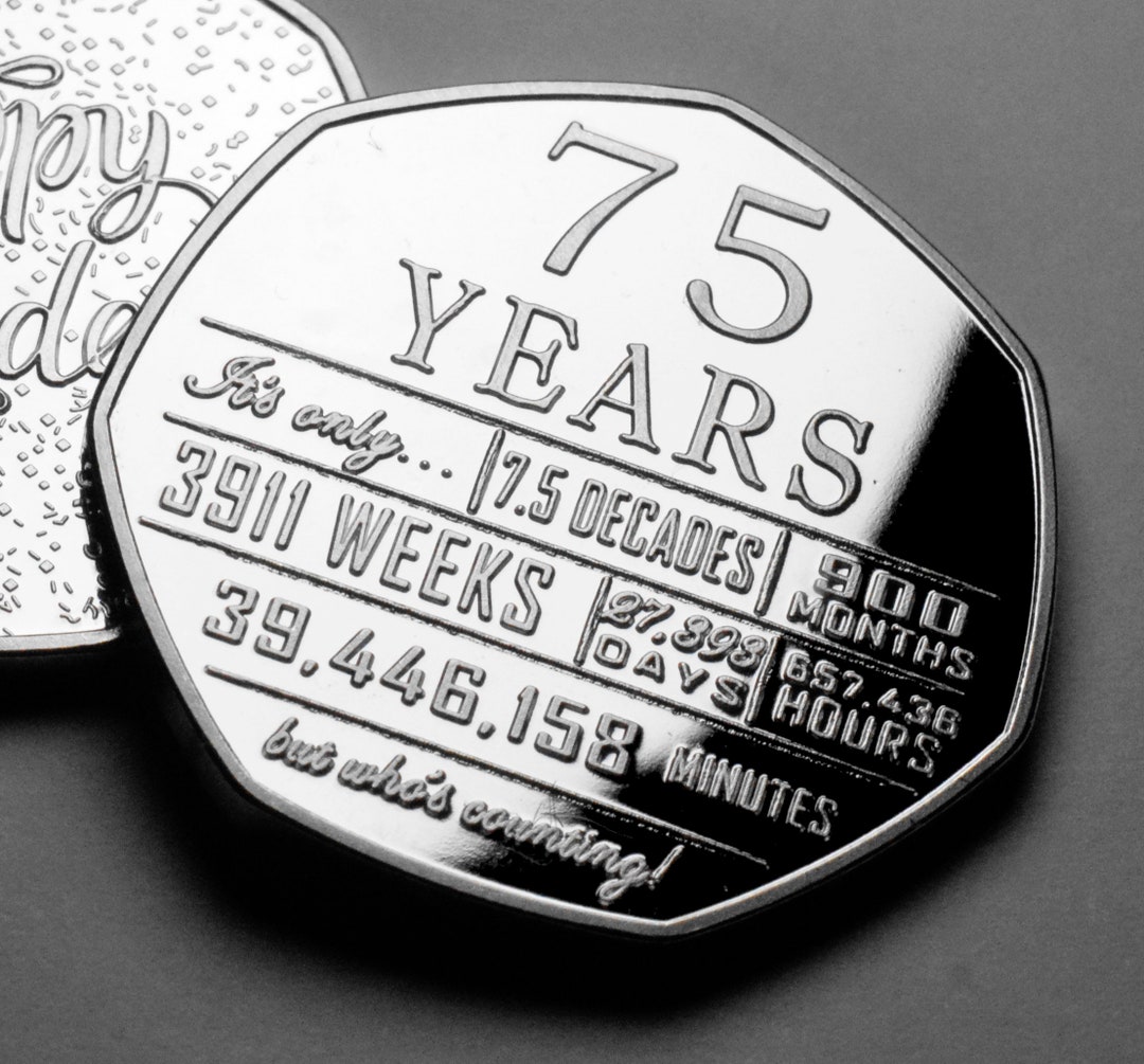 75th Birthday Silver Commemorative. Gift/present Congratulations/party ...