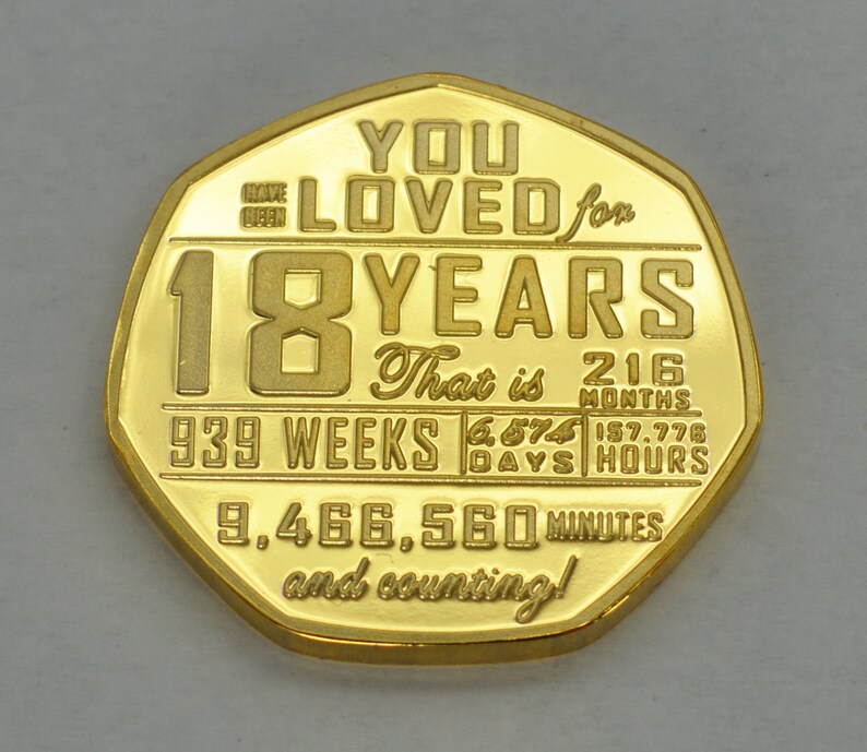 18th Birthday 24ct Gold Commemorative in Capsule. Gift/present ...
