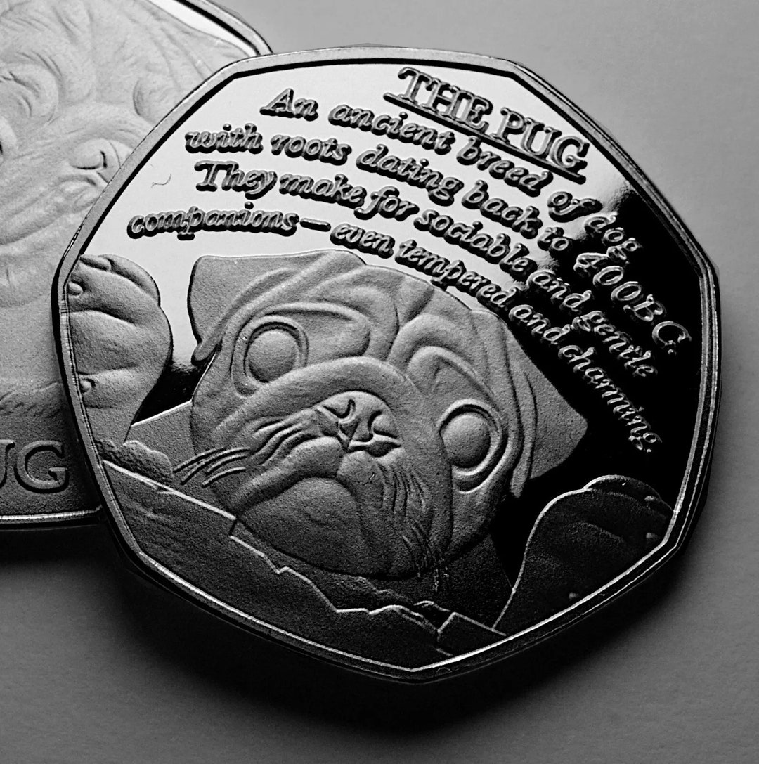 Brand New 'THE PUG' Silver Commemorative Coin. Favourite Dogs Series ...