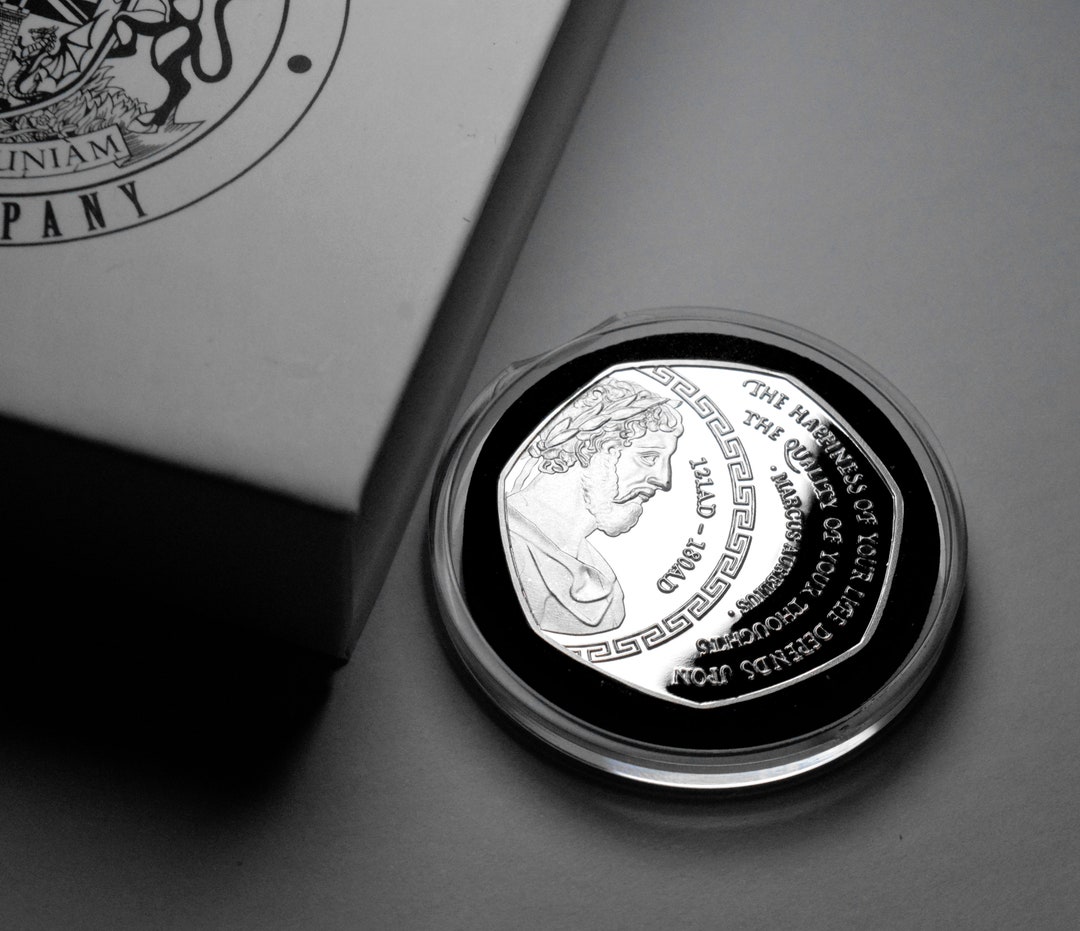 Marcus Aurelius Stoic/stoicism Silver Commemorative Coin. Gift Box ...