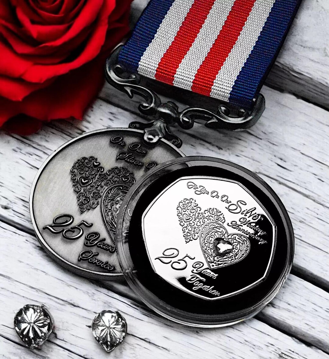 OUR 25th Silver WEDDING ANNIVERSARY Commemorative & Service Medal ...