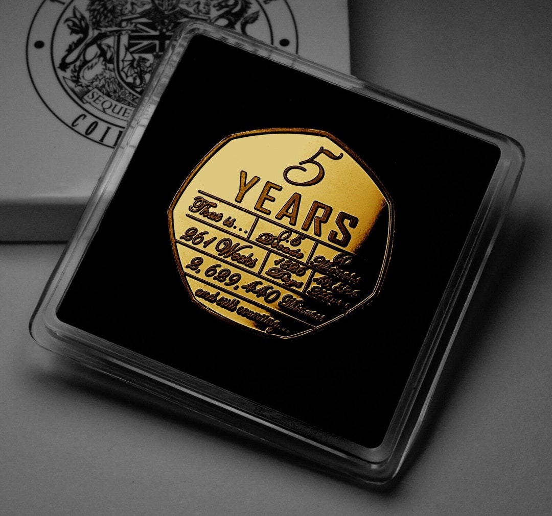 ON YOUR Fifth 'WOODEN' Wedding Anniversary Gold Commemorative Coin in ...