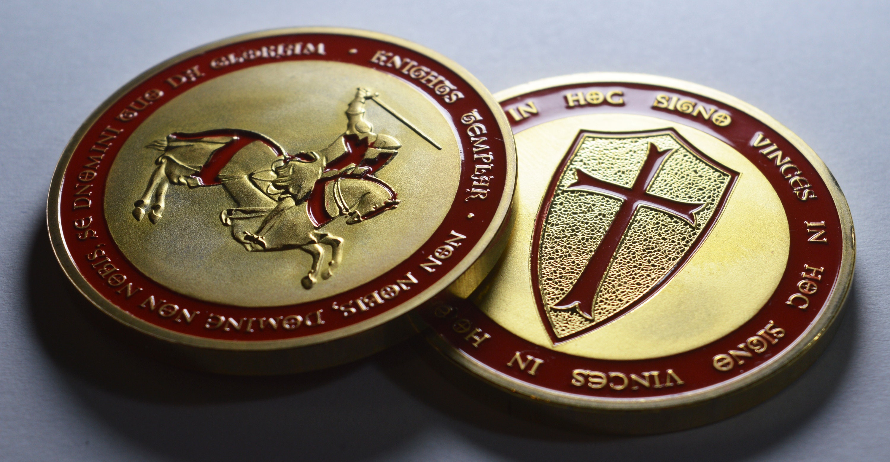 Large Masonic Knights Templar 24ct Gold Coin With Red Enamel ...