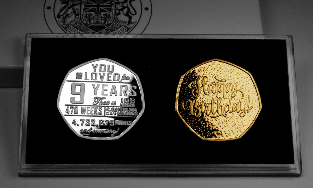 Pair of 9th Birthday Commemorative Coins in Gift/presentation Case ...