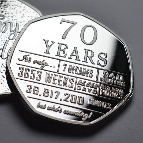 70th Birthday Silver Commemorative. Gift/present - Etsy UK