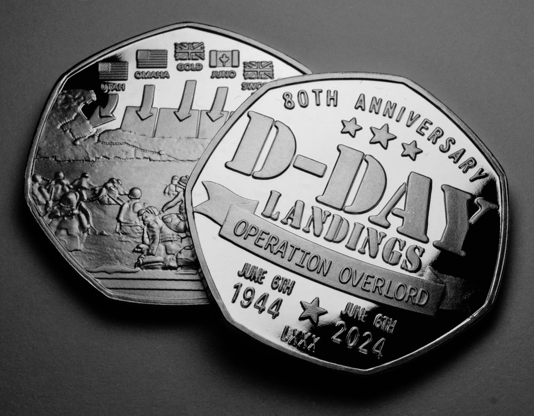 D-DAY LANDINGS 80th Anniversary Silver Commemorative Coin. 1944-2024 ...