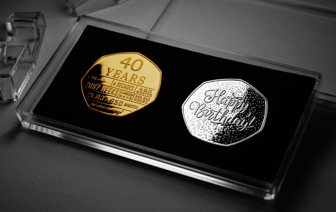 Pair of 40th Birthday Silver & 24ct Gold Commemoratives in Display ...