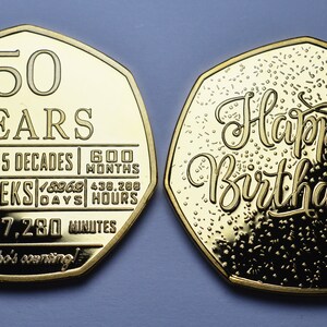 50th Birthday 24ct Gold Commemorative. Gift/present Congratulations ...