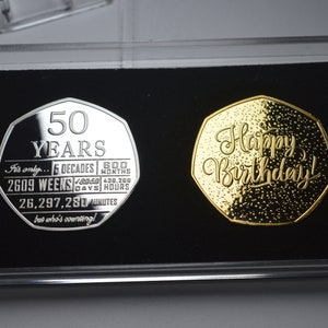 Pair of 50th Birthday Silver & 24ct Gold Commemoratives in 50p Coin ...