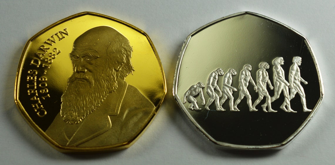 Pair of Charles Darwin Silver & 24ct Gold Commemorative Coins - Etsy