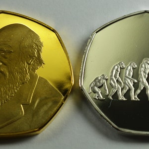 Pair of Charles Darwin Silver & 24ct Gold Commemorative Coins for ...