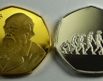 Charles Darwin Silver Commemorative Coin for | Etsy