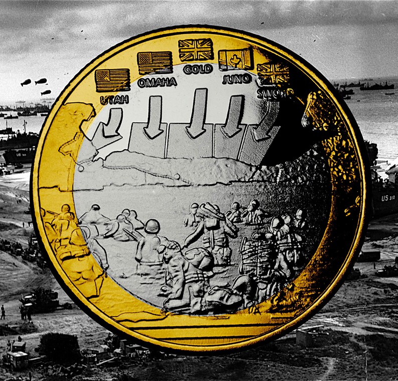 D-DAY LANDINGS 80th Anniversary Silver & 24ct Gold Commemorative Coin ...