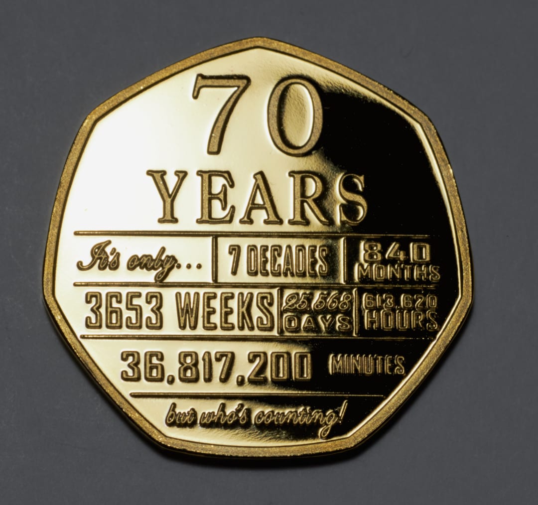 70th Birthday 24ct Gold Commemorative. Gift/present Celebrating/party ...