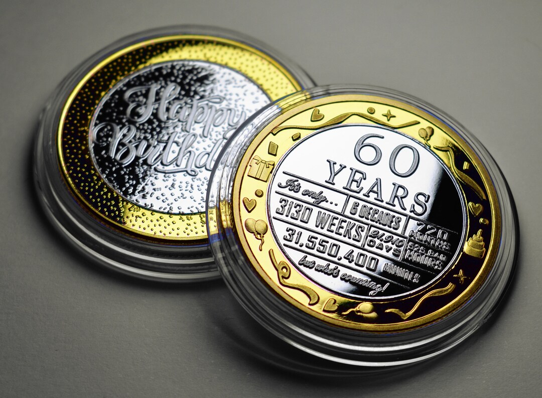60th Birthday Dual Metal Silver & 24ct Gold Commemorative. Gift/present ...