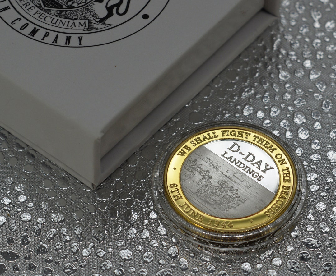 D-DAY LANDINGS 'dual Metal' Silver and 24ct Gold Commemorative Coin in ...