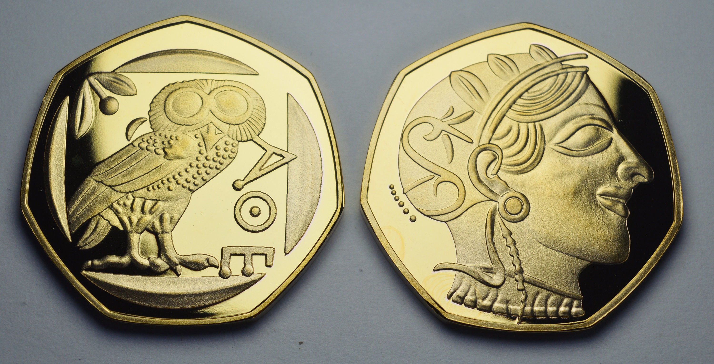 Ancient Greek 'owl of Athena' 24ct Gold Commemorative. Athenian ...