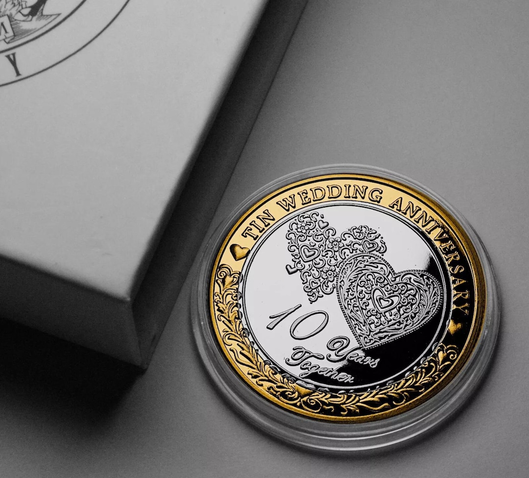 10th Tin Wedding Anniversary Dual Metal Commemorative. Gift Box. Gift ...