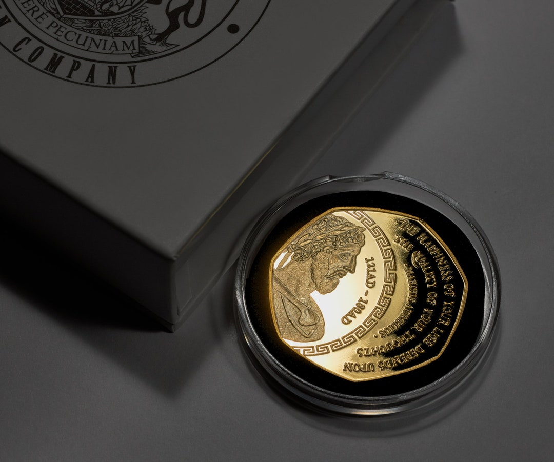 Marcus Aurelius Stoic/stoicism 24ct Gold Commemorative Coin. Gift Box ...