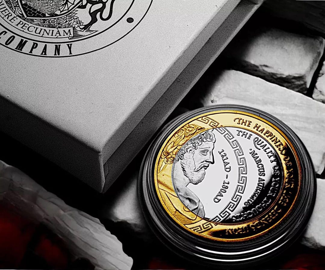 Marcus Aurelius Stoic/stoicism Dual Metal Silver & 24ct Gold ...