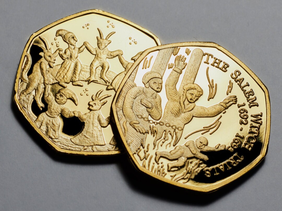 Brand New SALEM WITCH TRIALS 24ct Gold Commemorative. Witchcraft/occult ...