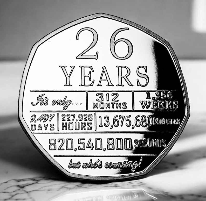 26th Birthday Silver Commemorative. Gift/present Son/daughter ...