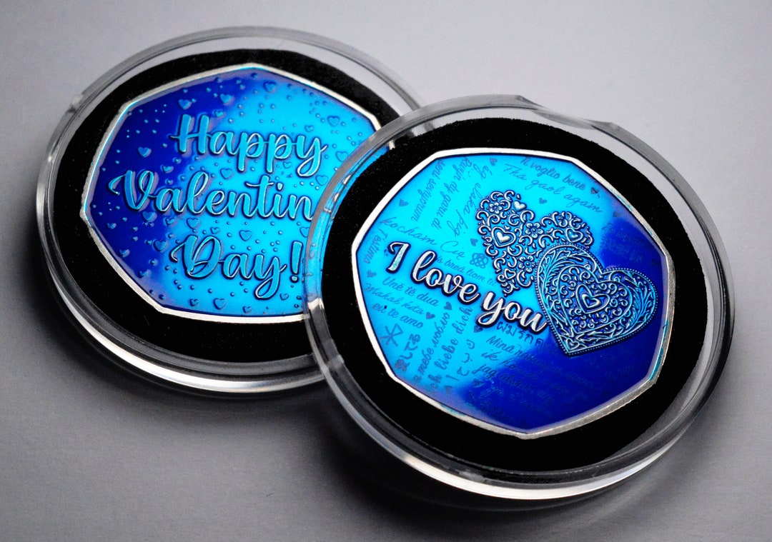 Valentine's Day 'I Love You' Blue Colour Silver Commemorative With ...