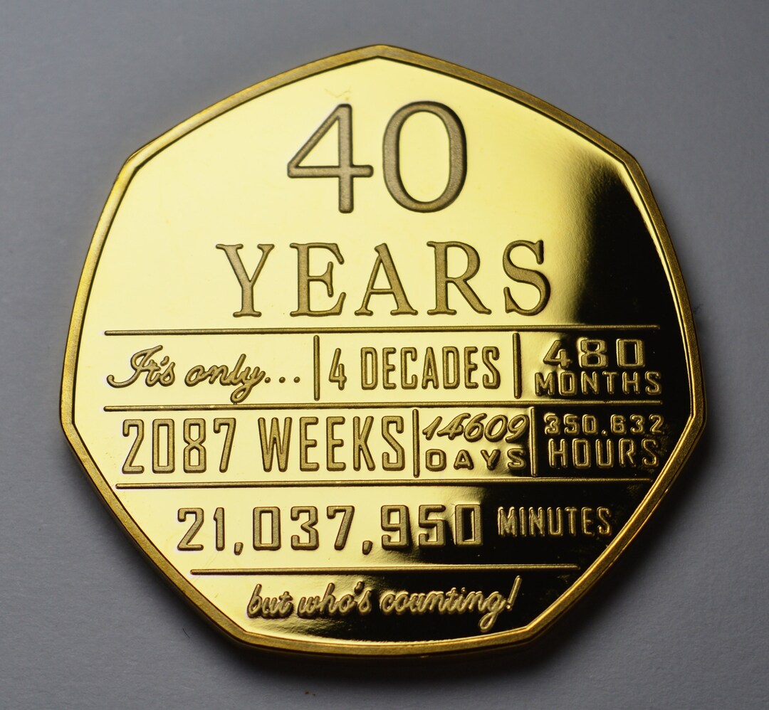 40th Birthday 24ct Gold Commemorative. Gift/present Congratulations ...
