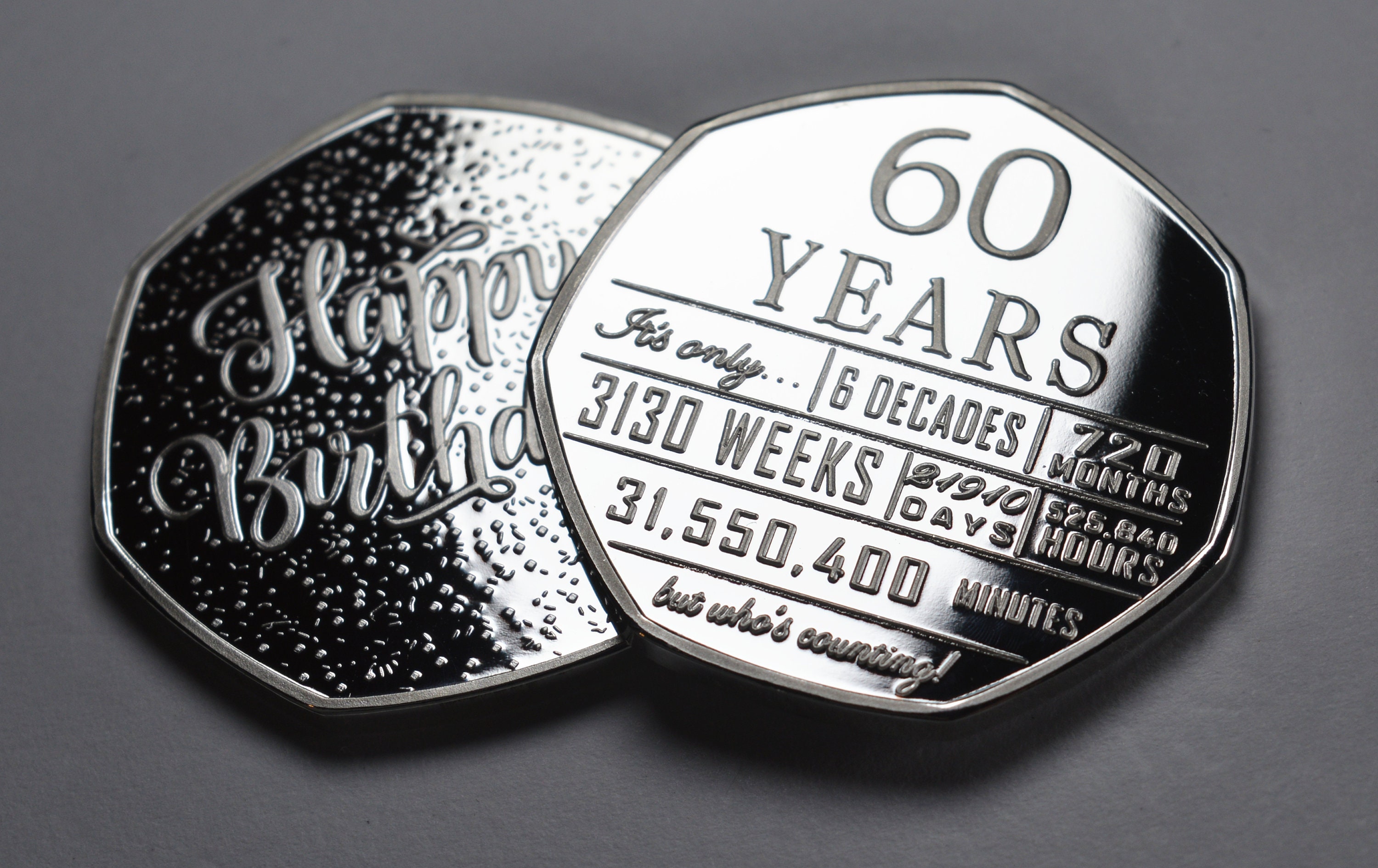 60th Birthday Silver Commemorative. Gift/present Congratulations/party ...