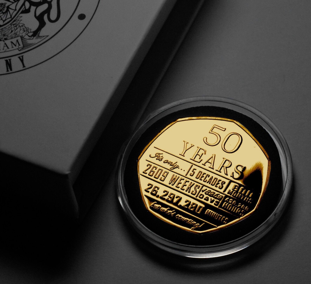 50th Birthday 24ct Gold Commemorative in Gift Box. Gift/present ...