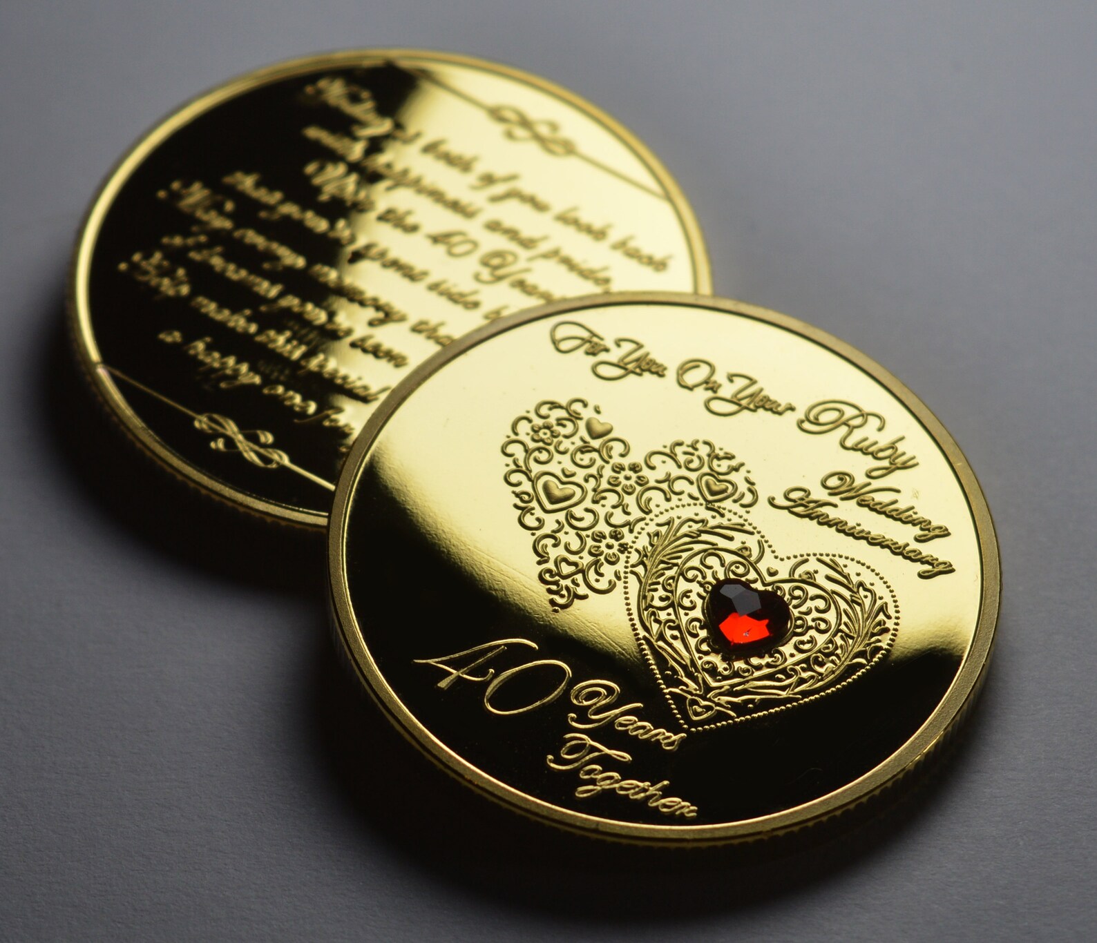 40th RUBY WEDDING ANNIVERSARY 24ct Gold Commemorative With - Etsy UK