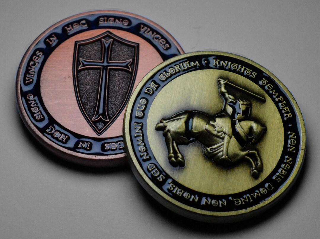 Pair of Masonic Knights Templar Antique Copper & Gold Commemoratives ...