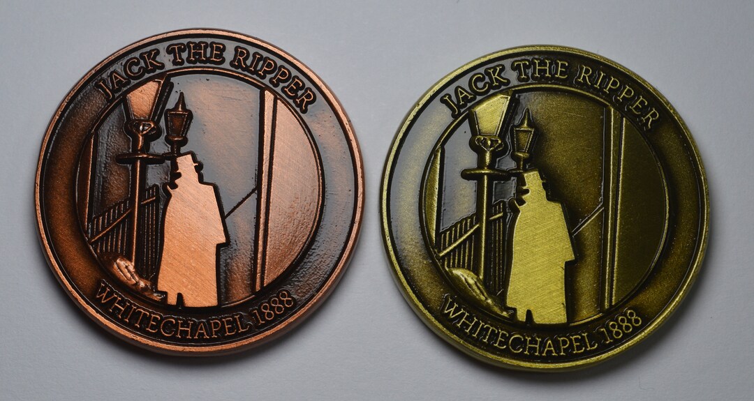 Pair of JACK THE RIPPER Coins/commemoratives in Capsules. Antique Gold ...