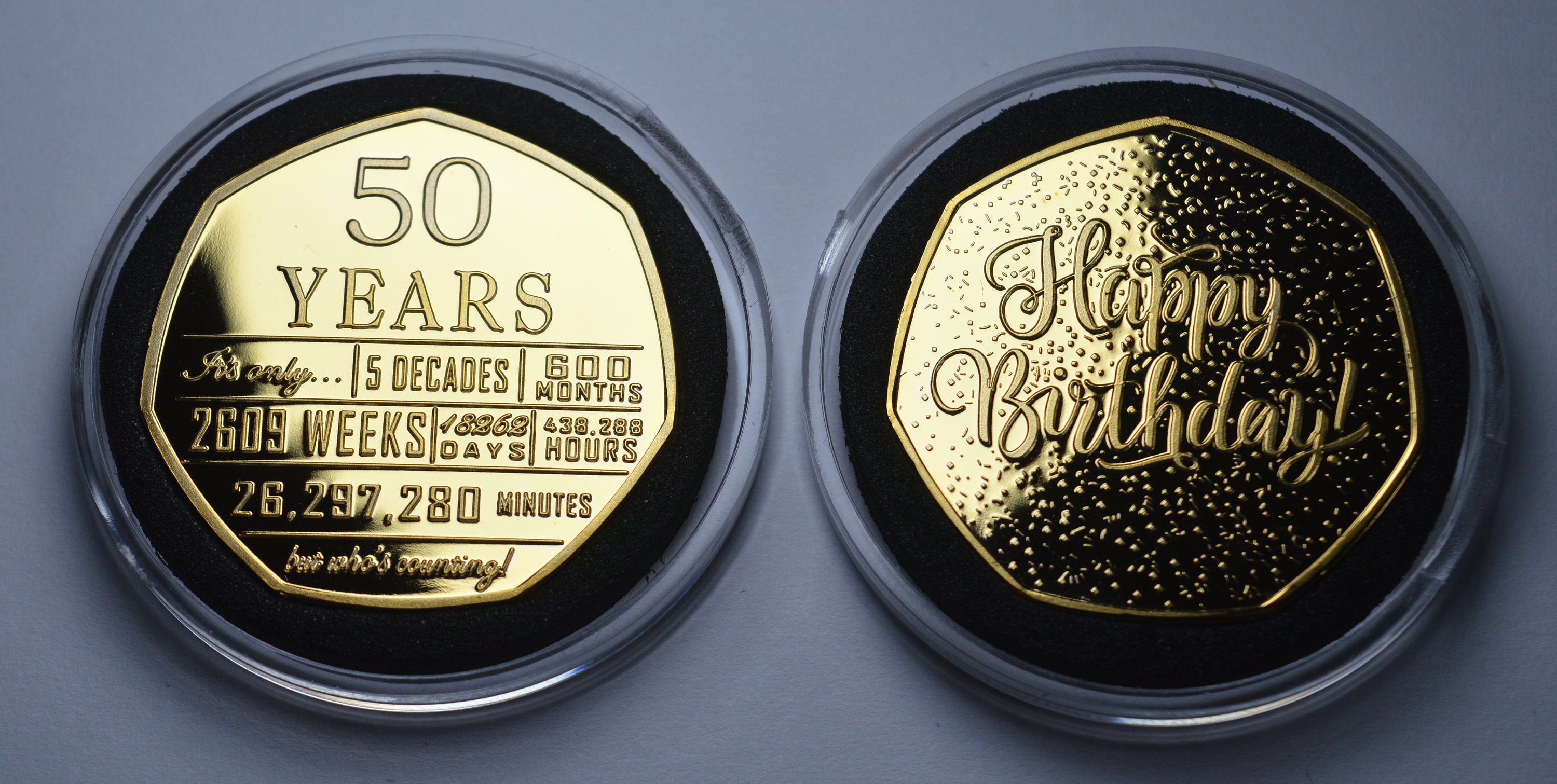 50th Birthday 24ct Gold Commemorative in Capsule. Gift/present - Etsy UK