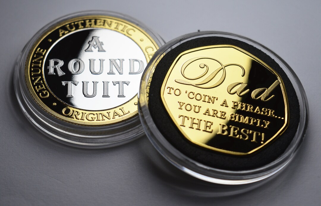 FATHER'S DAY 24ct Gold Commemorative & Extremely Rare Round TUIT. Gift ...