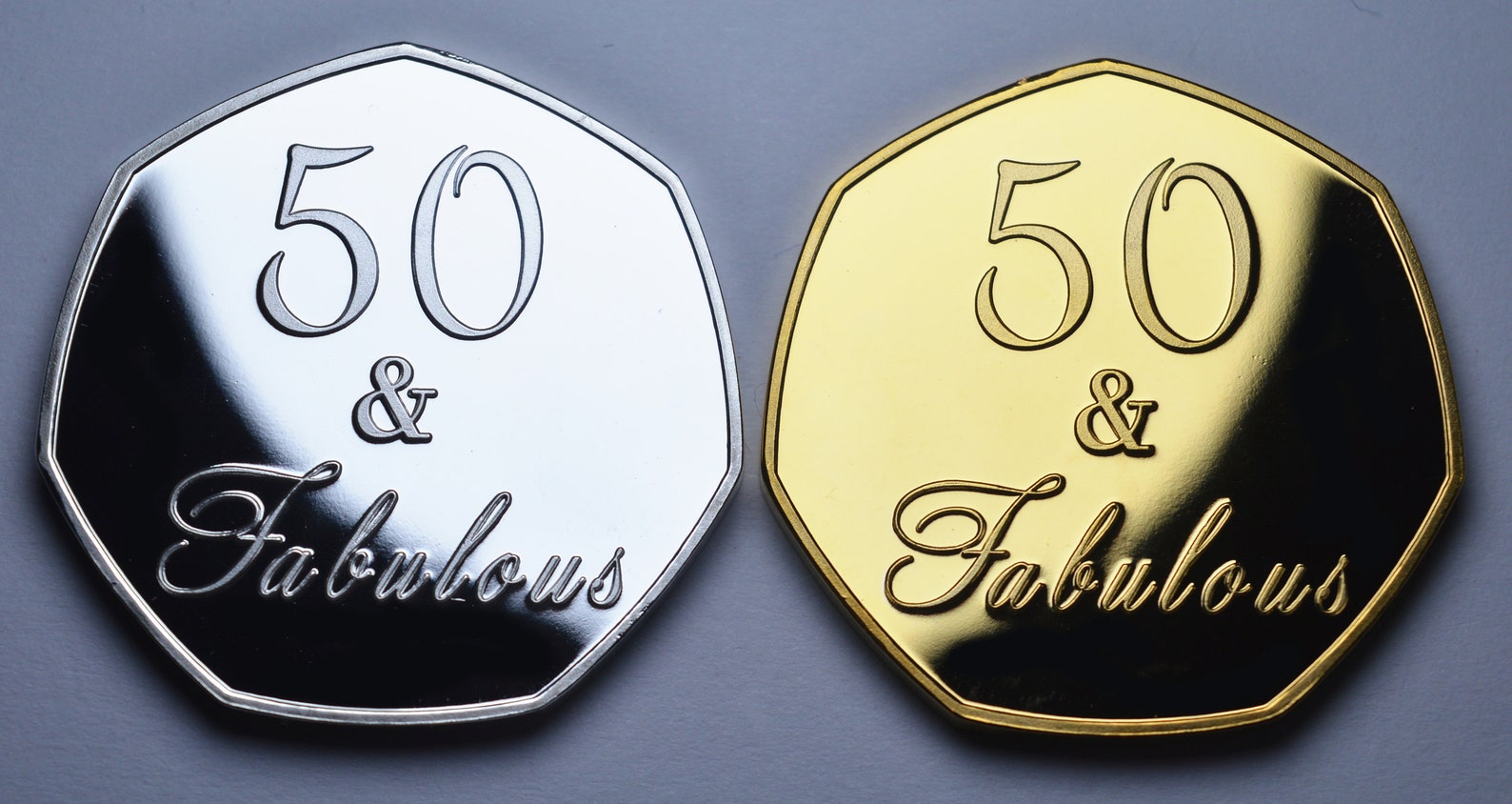 Pair of 50th Birthday Silver and 24ct Gold Commemoratives '50 ...