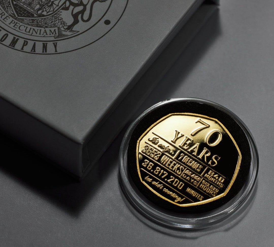 70th Birthday 24ct Gold Commemorative in Gift Box. Gift/present ...