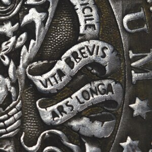 1899 Morgan Silver Dollar. Life/death. Carved/hobo Coin. 38mm 23g. .999 ...