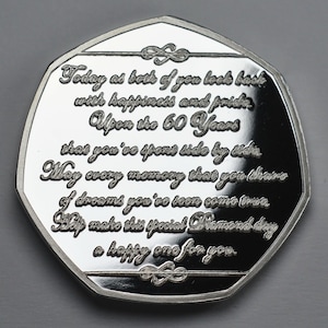 Pair of on Your 60th DIAMOND WEDDING ANNIVERSARY Commemoratives. Gift ...