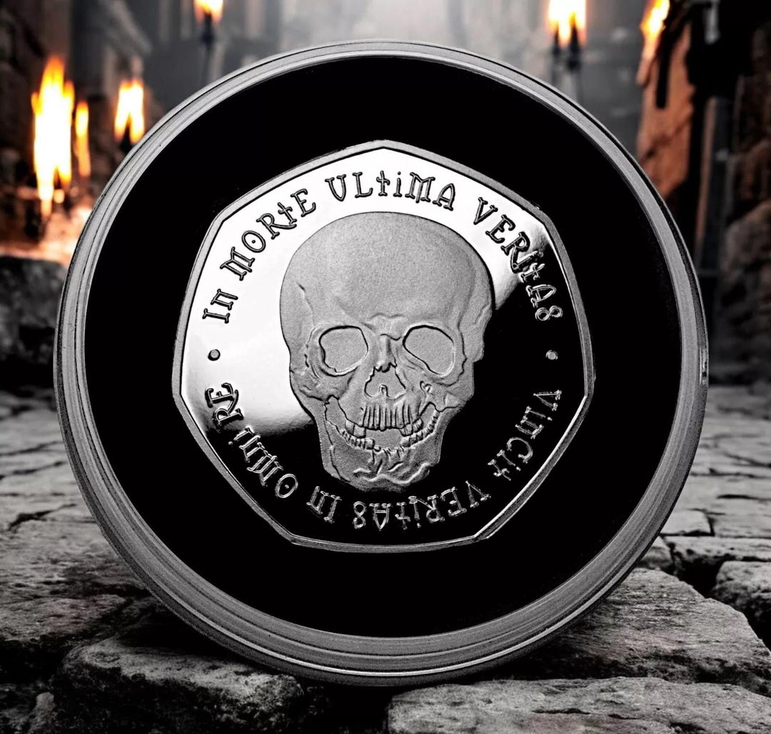 Memento Mori Silver Reminder Coin in Capsule. Latin Commemorative. Owl ...