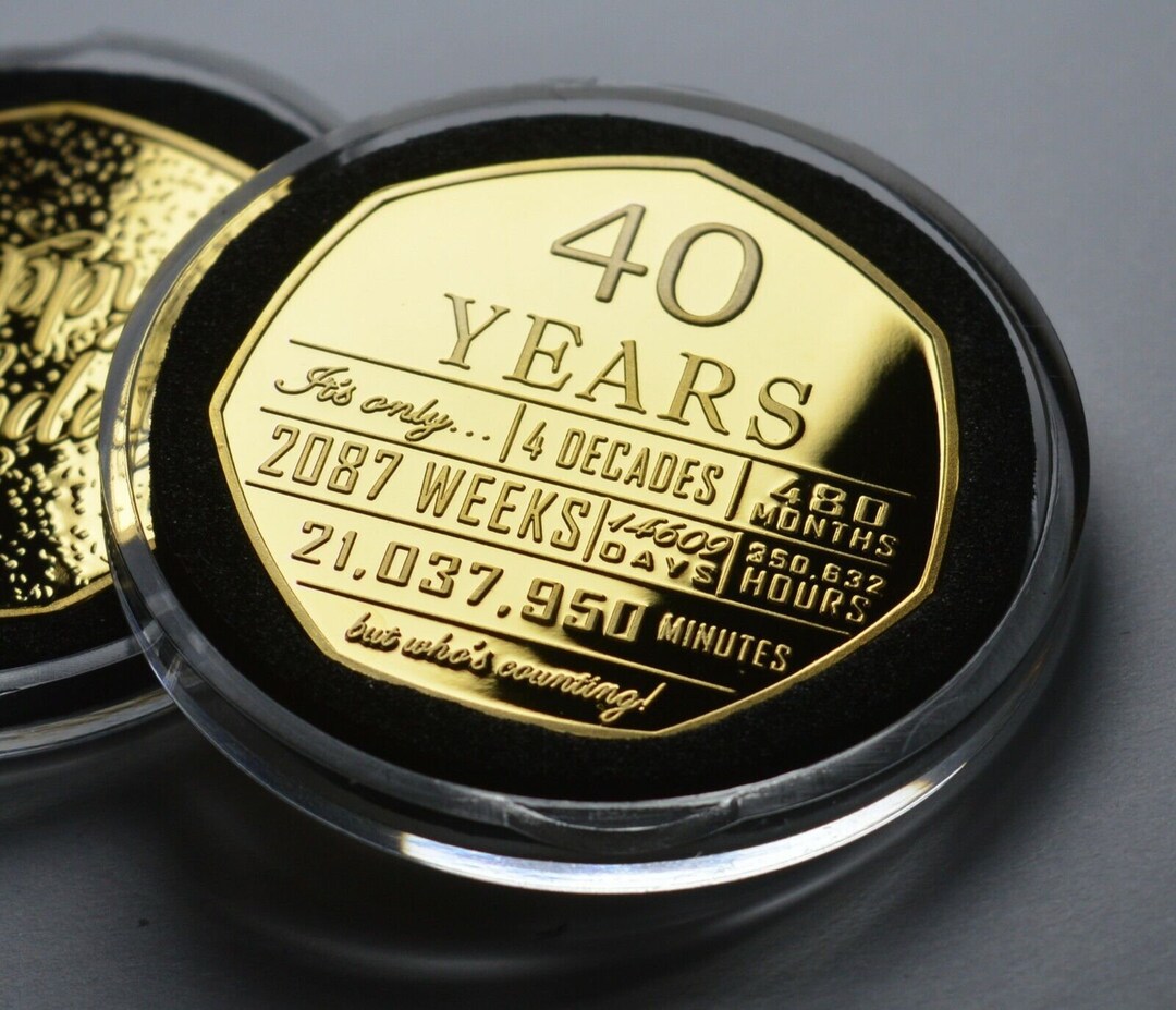 40th Birthday 24ct Gold Commemorative in Capsule. Gift/present ...