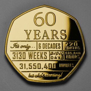60th Birthday 24ct Gold Commemorative in Presentation Case. Gift ...