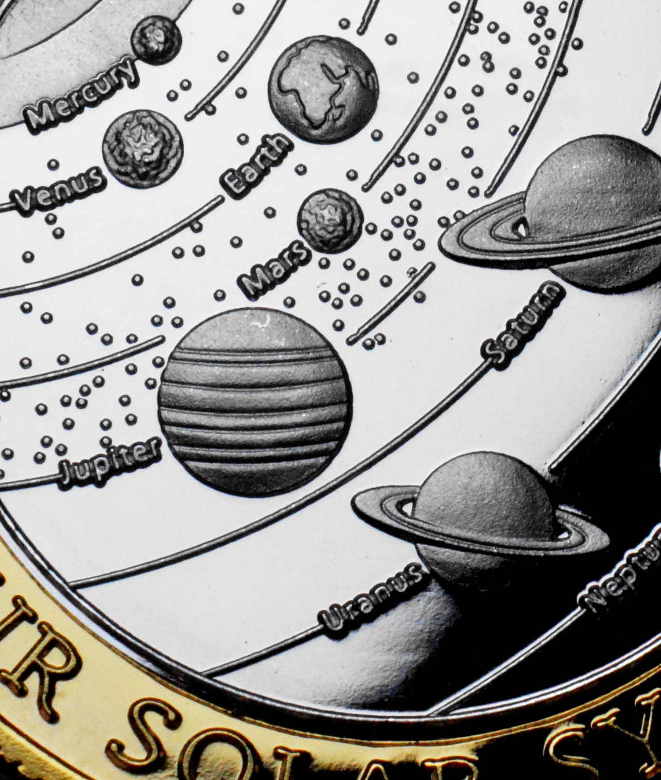 OUR SOLAR SYSTEM Dual Metal 24ct Gold .999 Silver Commemorative ...