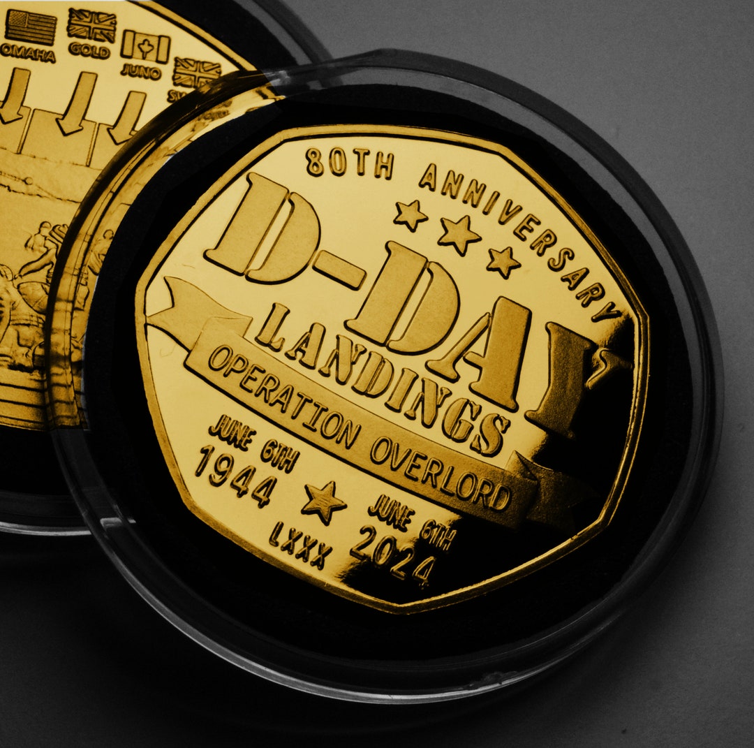 D-DAY LANDINGS 80th Anniversary 24ct Gold Commemorative Coin in Capsule ...