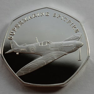 Pair of the Battle of Britain and Spitfire Silver Commemoratives in 50p ...