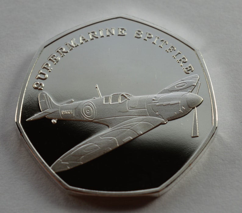 Pair of the Battle of Britain and Spitfire Silver Commemoratives in 50p ...