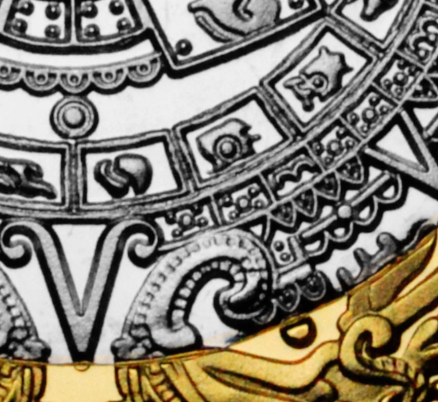 AZTEC CALENDAR Silver & 24ct Gold Commemorative in Capsule. Mayan/maya ...