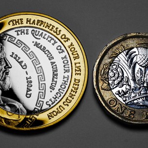 Marcus Aurelius Stoic/stoicism Dual Metal Silver & 24ct Gold ...