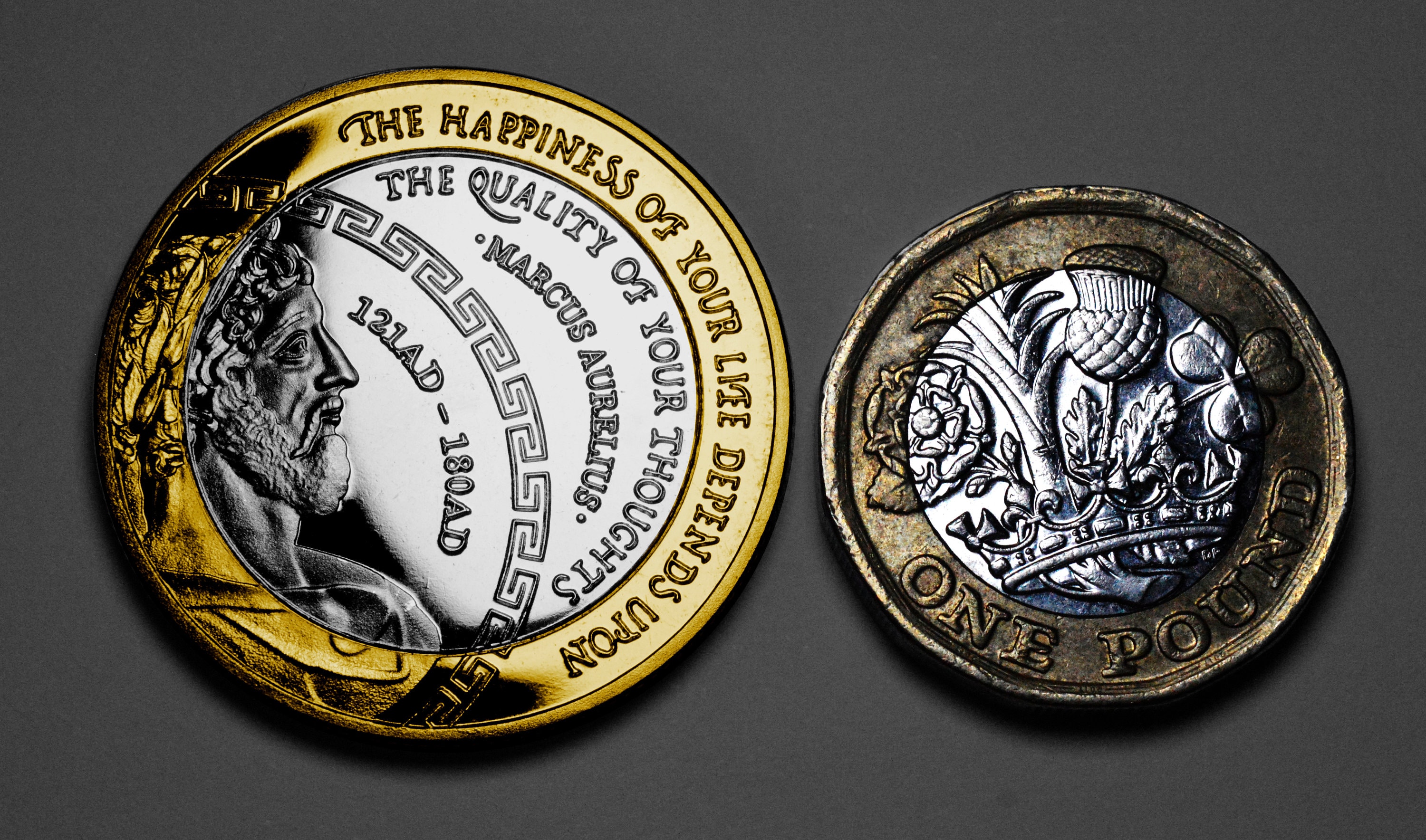 Marcus Aurelius Stoic/stoicism Dual Metal Silver & 24ct Gold ...