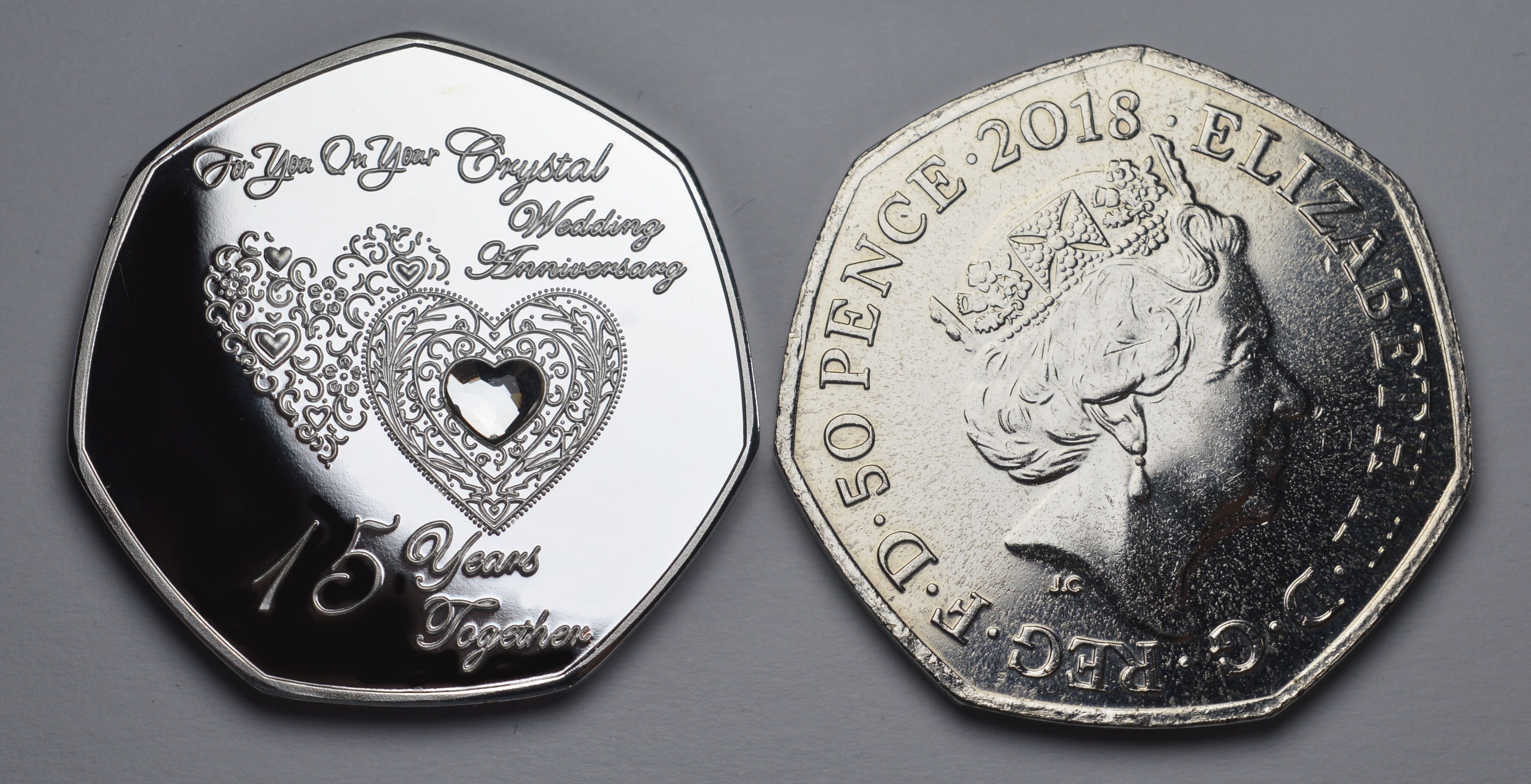 15th CRYSTAL WEDDING ANNIVERSARY .999 Silver Commemorative With ...